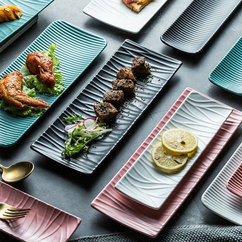 Nordic Ceramic Rectangular Sushi Plate I ZenQ Designs